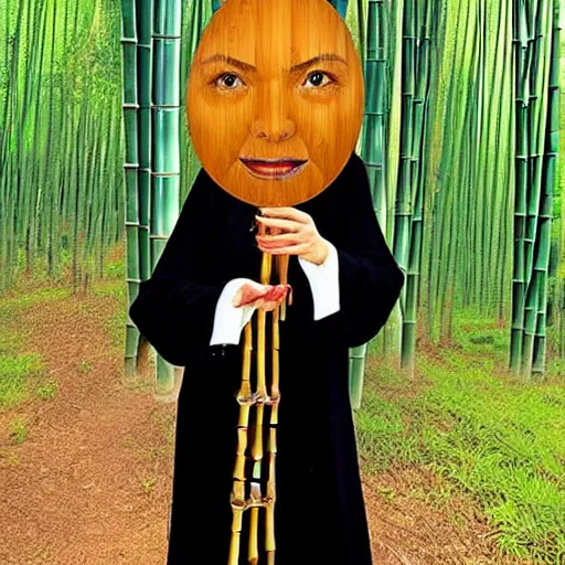 a witch with a bamboo head standing in front of a | Stable Diffusion ...