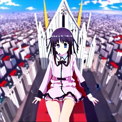 Key Anime Visual a macro anime girl sitting on a | Stable Diffusion ...