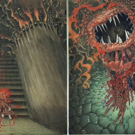 realistic detailed image of a epic anime battle, | Stable Diffusion