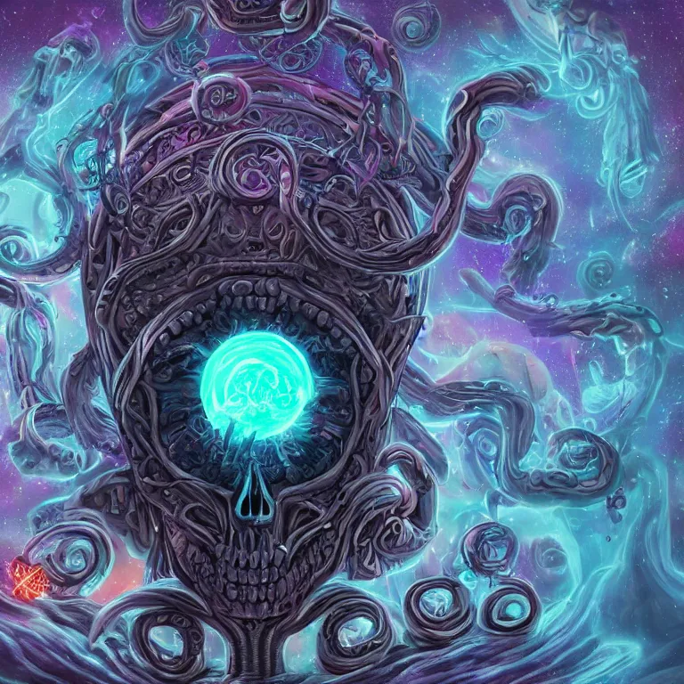 a giant skull with intricate rune carvings and glowing | Stable ...