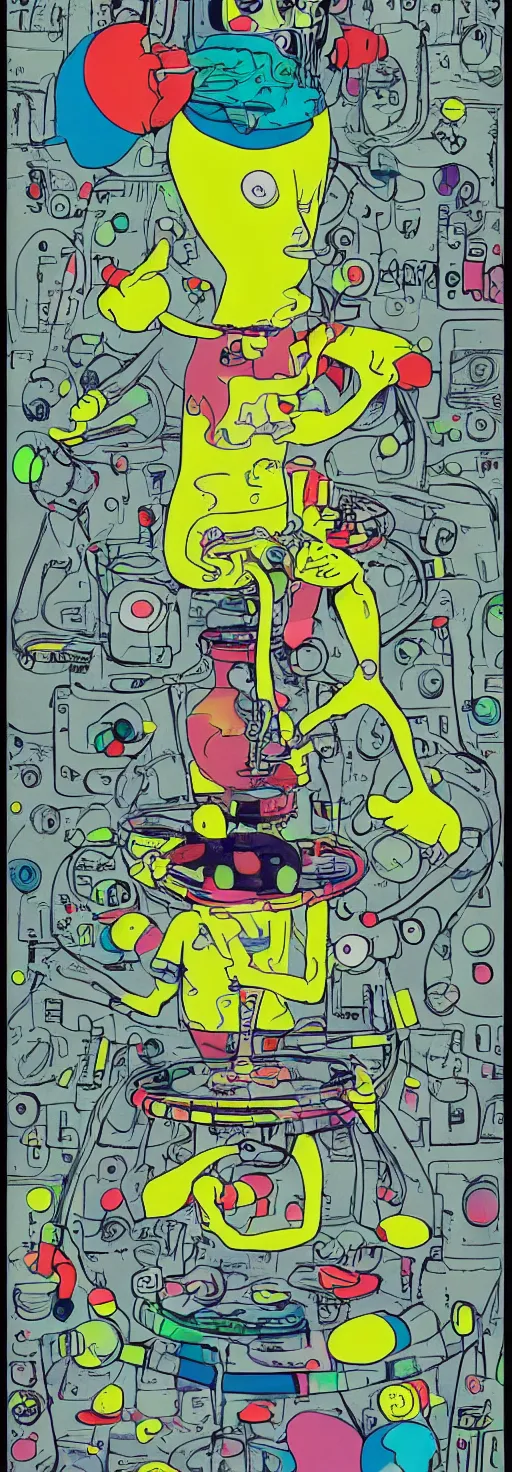 a CMYK print of a body controlled by a brain, sitting | Stable ...