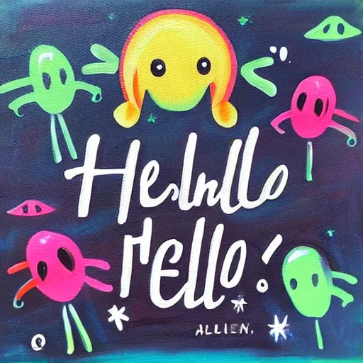 very friendly hello, hello, hello alien, painting | Stable Diffusion ...