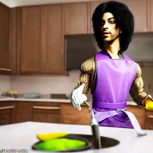 very realistic photo of prince doing the dishes, very | Stable ...