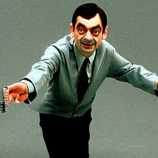 A still of Mr Bean in The Matrix | Stable Diffusion