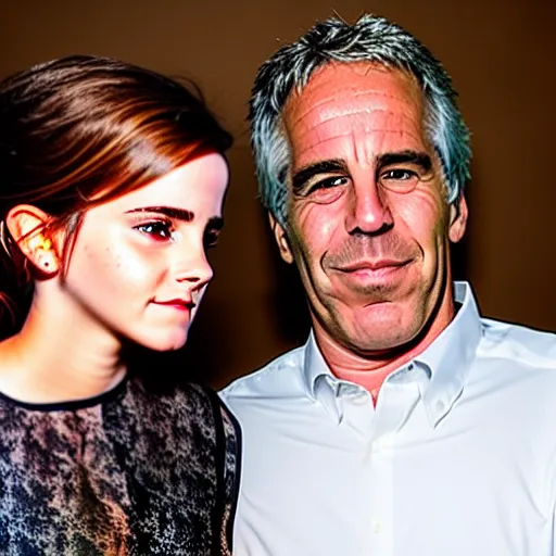 Emma Watson and Jeffrey Epstein at the stand up comedy | Stable Diffusion