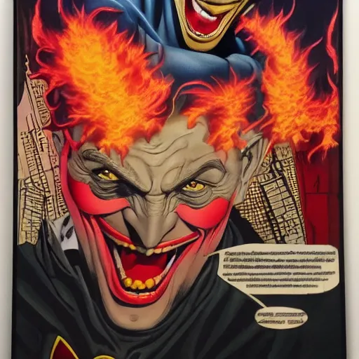 a matte grand scale painting of batman on fire joker | Stable Diffusion ...