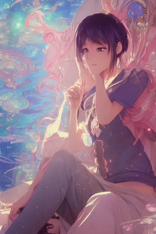 anime key visual of a pretty psychedelic sorcerer | Stable Diffusion ...