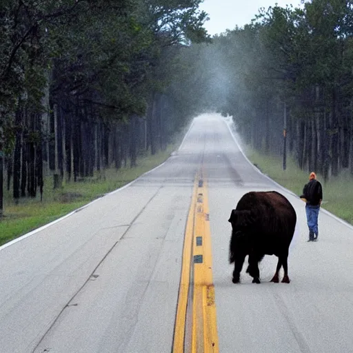 hyperrealistic detailed photograph of buffalo crossing | Stable ...
