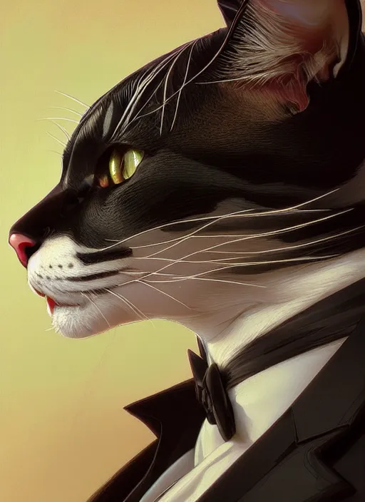 tomcat with tuxedo markings, intricate, elegant, hyper | Stable ...