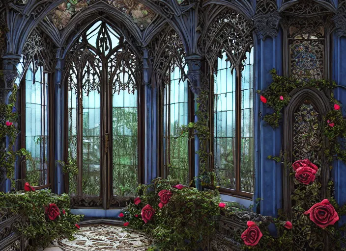 epic gothic mansion, ornate windows, growing vines | Stable Diffusion