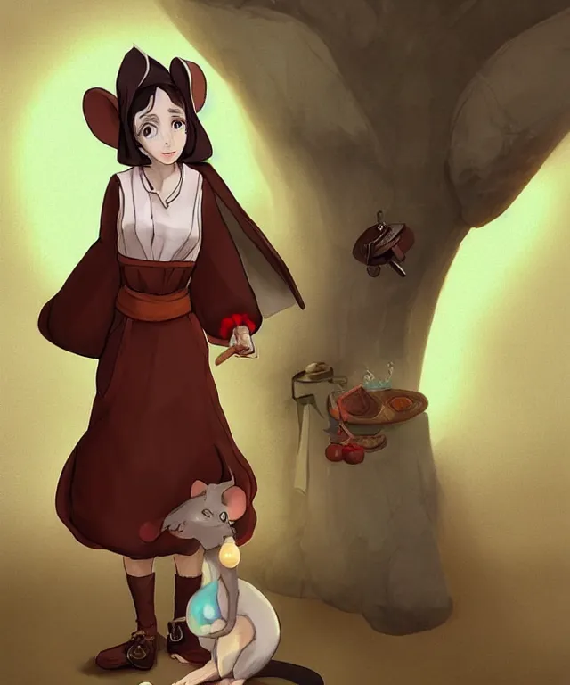 the selfless female anthropomorphic mouse midwife. her | Stable ...