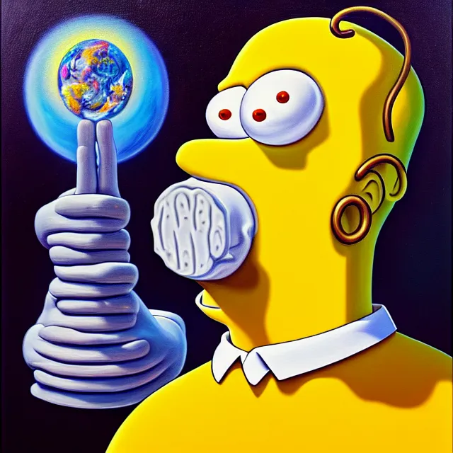 an oil on canvas portrait painting of homer simpson, | Stable Diffusion ...