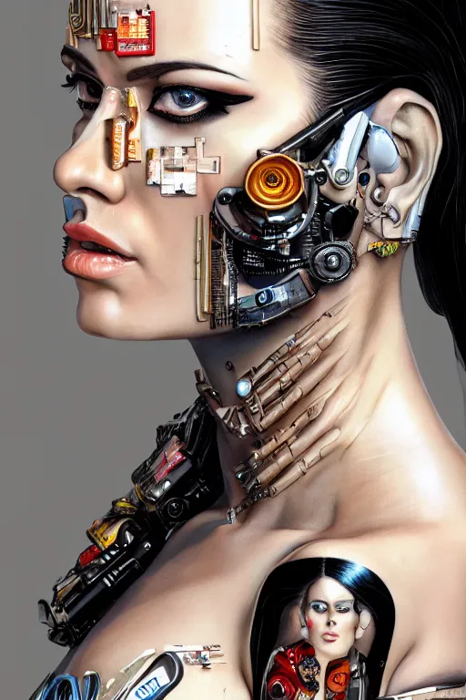 sideview waist up portrait of beautiful cyborg woman | Stable Diffusion | OpenArt