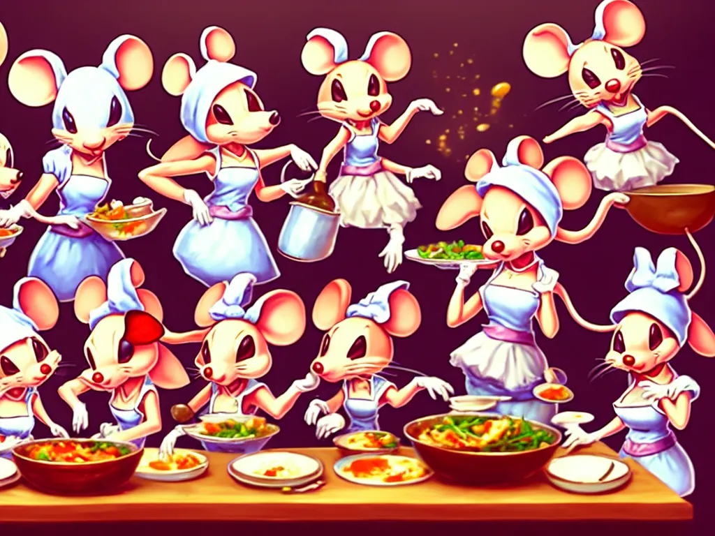 a team of cute anthropomorphic mouse girl maids | Stable Diffusion ...