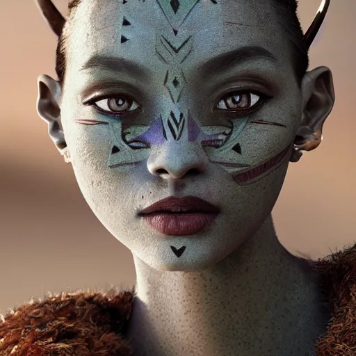 portrait of a stunningly beautiful alien tribal | Stable Diffusion ...