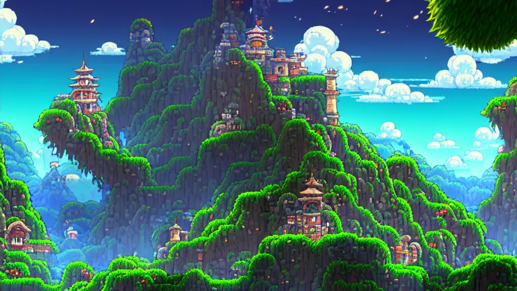 side scrolling castle landscape, studio ghibli, sharp, | Stable Diffusion