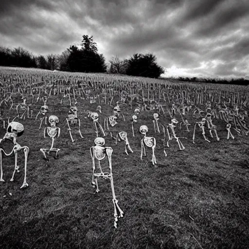 field of skeletons, award winning horror photography | Stable Diffusion ...