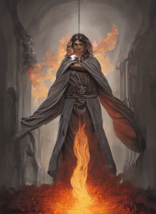 medium-length portrait of a male fire genassi sorcerer | Stable ...