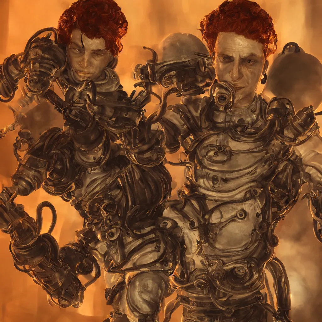 biohazard portrait of curly orange hair man from | Stable Diffusion ...