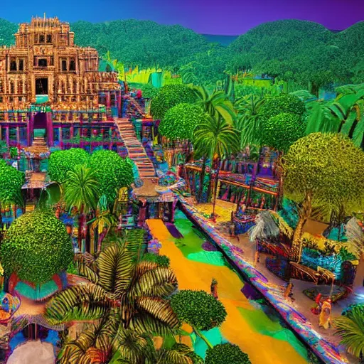 a lush golden aztec city sits in the the heart of the | Stable ...