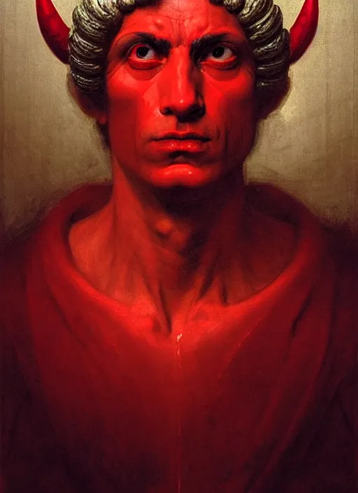 neoclassical portrait of a satan wearing red crown in | Stable ...