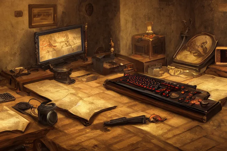 gaming setup from the 1 5 0 0 s, 4 k, hd, concept art | Stable Diffusion | OpenArt