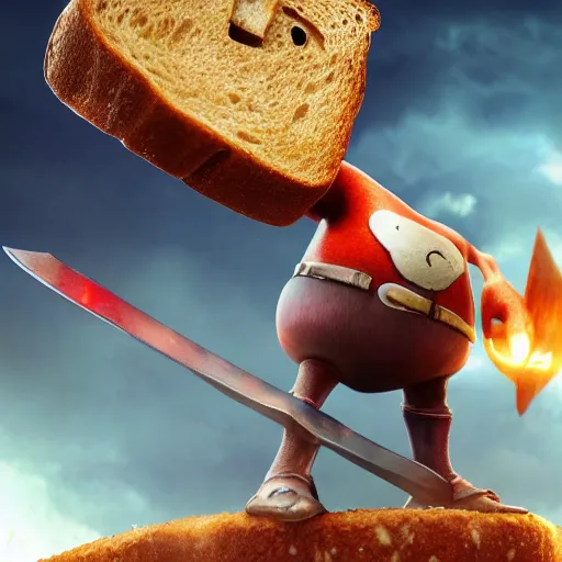 battle toast, a slice of toasted bread with a face, | Stable Diffusion ...