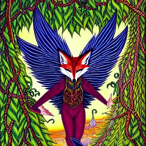 An absurdly-detailed Winged-Fox suspended in thorny | Stable Diffusion ...