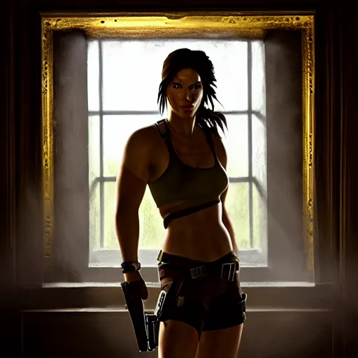 riverting lara croft portrait, taken in the main room | Stable Diffusion | OpenArt