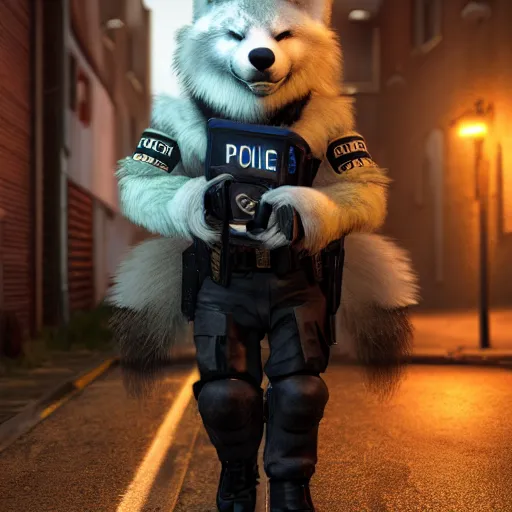furry anthro 3d unreal engine render 4k police officer | Stable ...