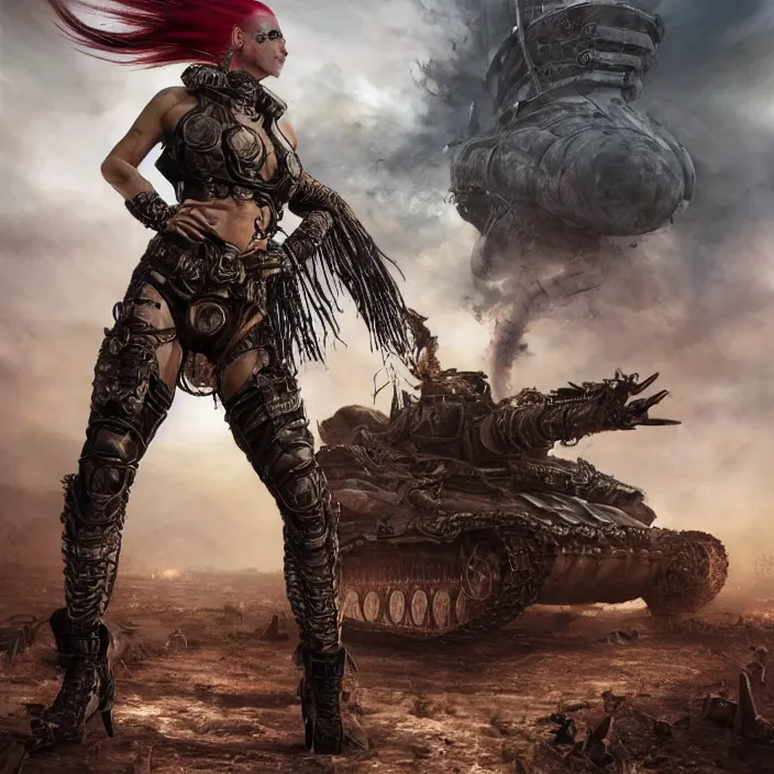 beautiful apocalyptic woman with metal mohawk, | Stable Diffusion | OpenArt