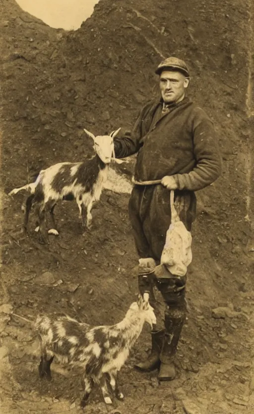 portrait of a welsh coal miner and his pet goat, | Stable Diffusion ...