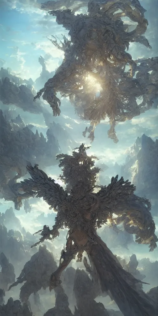 Art of beautiful angel rising above an ancient | Stable Diffusion | OpenArt