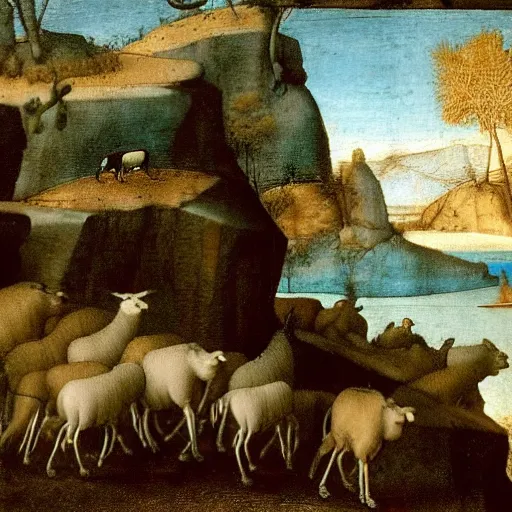 The pope herds a flock of sheep off a cliff. Artwork | Stable Diffusion ...