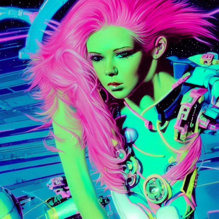 cosmic punk girl pink hair, 2 0 yo, close - up, | Stable Diffusion ...