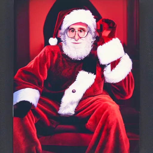 a polaroid photo of larry david dressed as santa claus | Stable ...