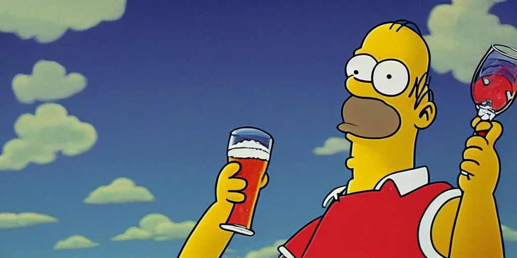 A vivid vision of Homer Simpson ascending towards a | Stable Diffusion ...