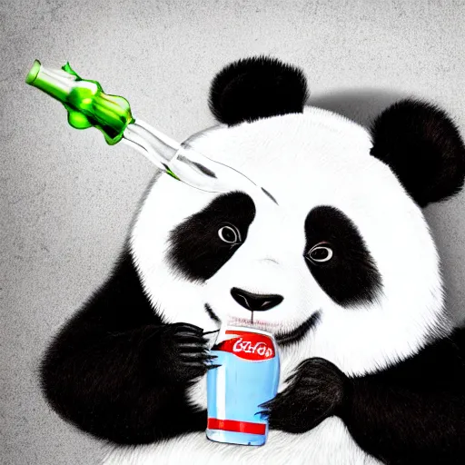panda drinking coke | Stable Diffusion