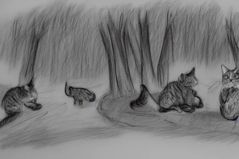a storyboard pencil sketch of a cat running through a | Stable ...