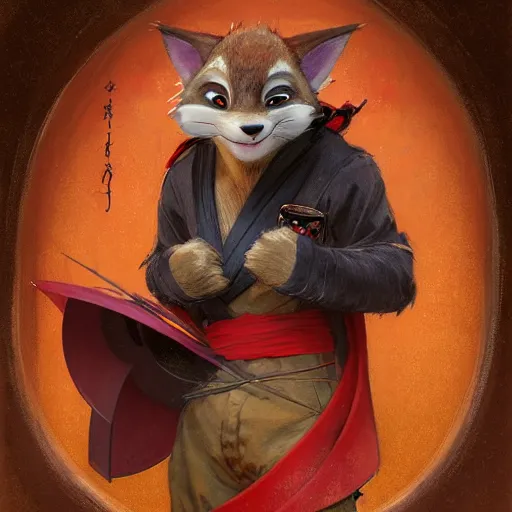 a portrait of a male splinter ninja in a red kimono in | Stable ...