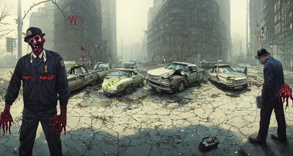 highly detailed portrait traffic warden rotting zombie | Stable ...