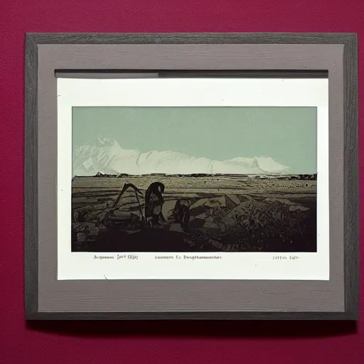 a three color screen print of a view of an | Stable Diffusion | OpenArt