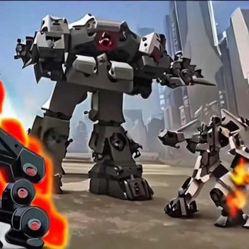 YouTube and discord as big mechs fighting in a city | Stable Diffusion ...