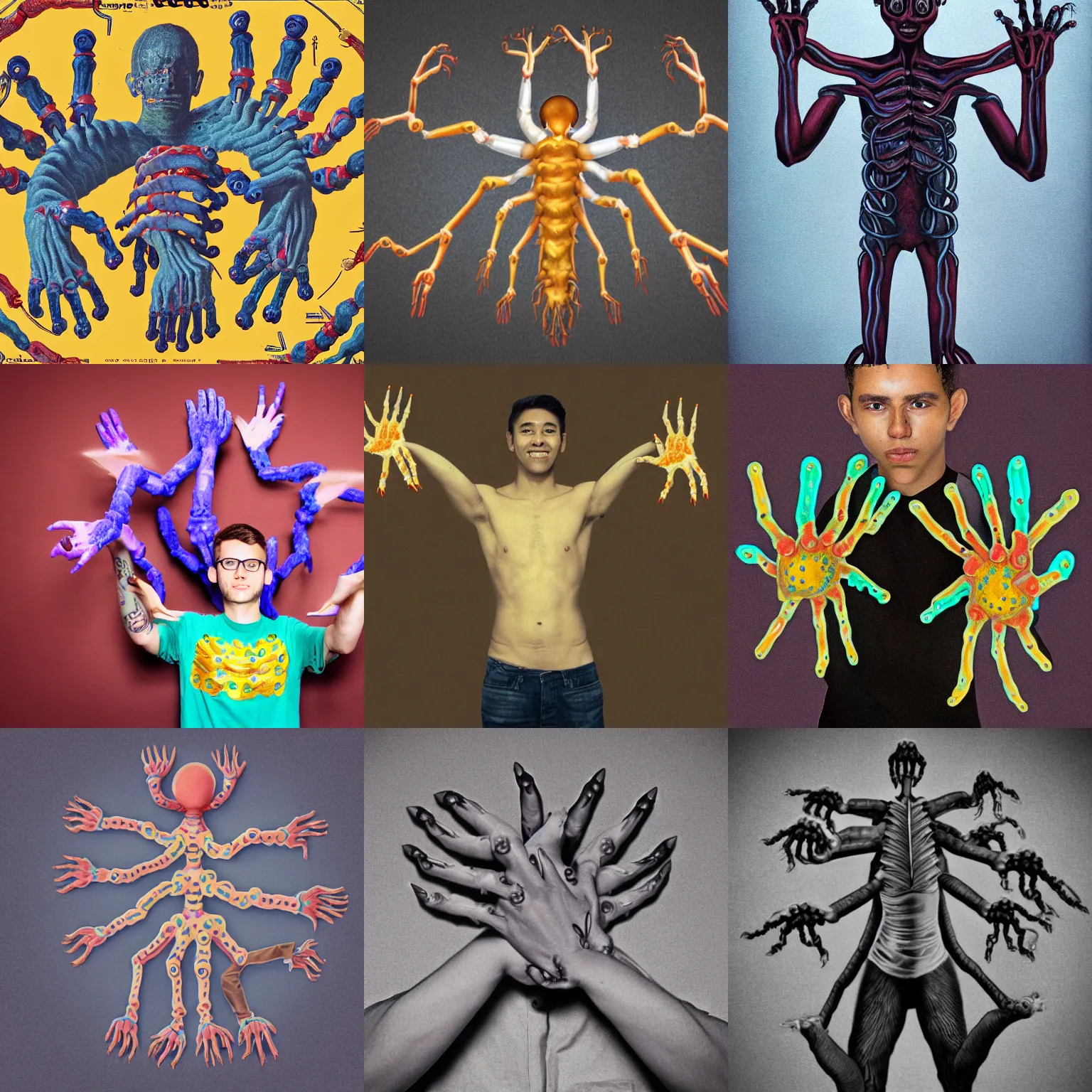 a young man with 8 arms and 1 6 hands | Stable Diffusion | OpenArt