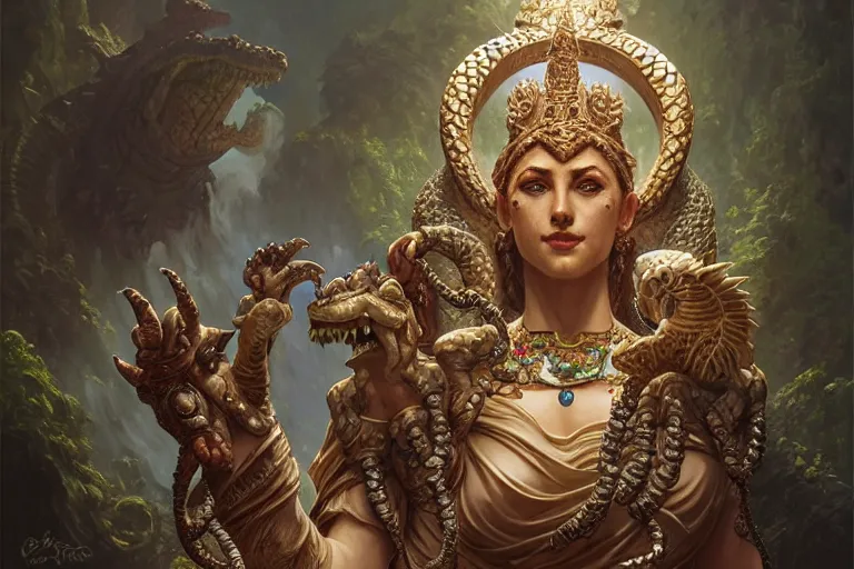 stone statue of the crocodile god adorned with | Stable Diffusion | OpenArt