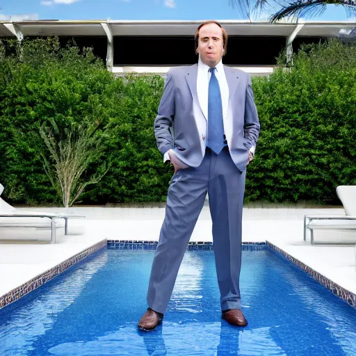Saul Goodman posing by the pool, photograph | Stable Diffusion | OpenArt