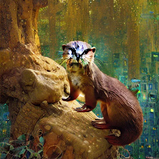portrait of a female lady otter. furaffinity forest | Stable Diffusion ...