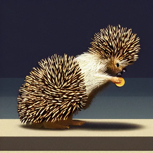 a humanoid hedgehog collects coins on the curvy | Stable Diffusion ...