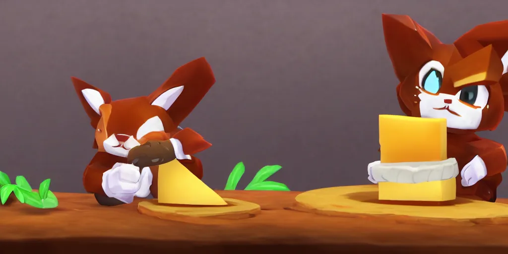 a transformice character enjoying a cheese, | Stable Diffusion | OpenArt