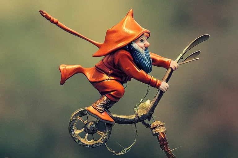 Cinematography of a gnome riding over a dragonfly by | Stable Diffusion ...